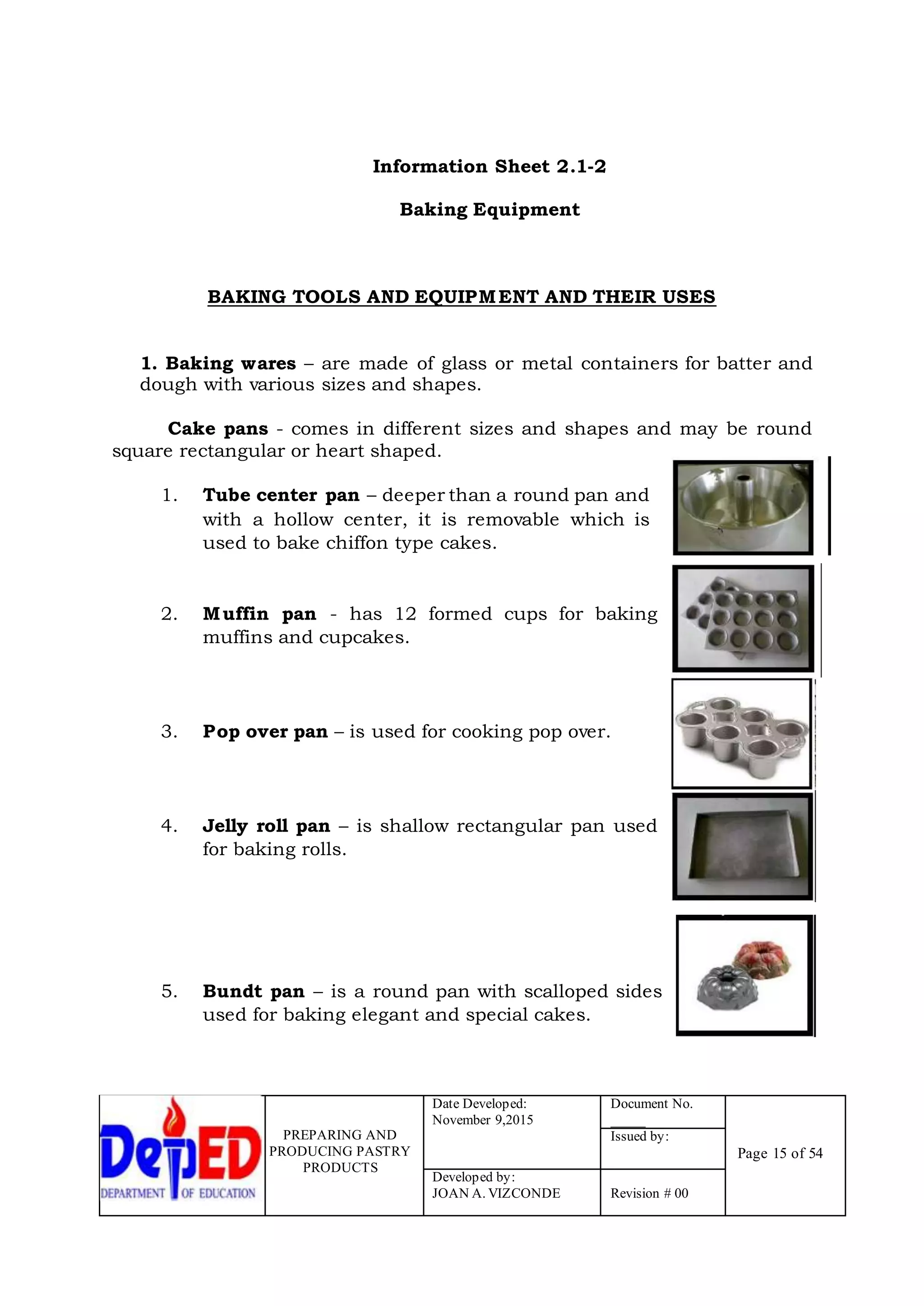 LEARNING MODULE in Bread and Pastry Production-UC2 Prepare and Produce ...