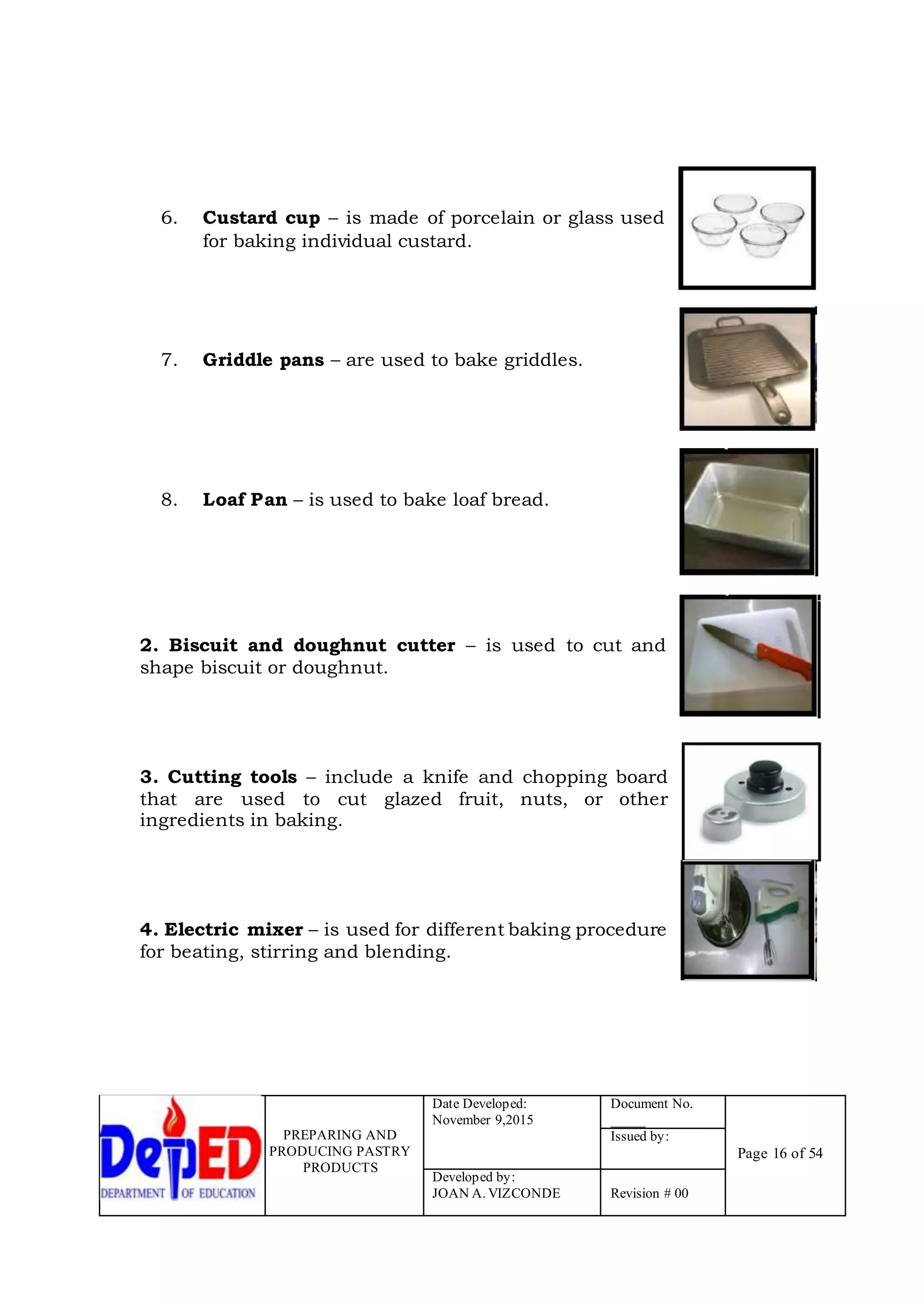 LEARNING MODULE in Bread and Pastry Production-UC2 Prepare and Produce ...