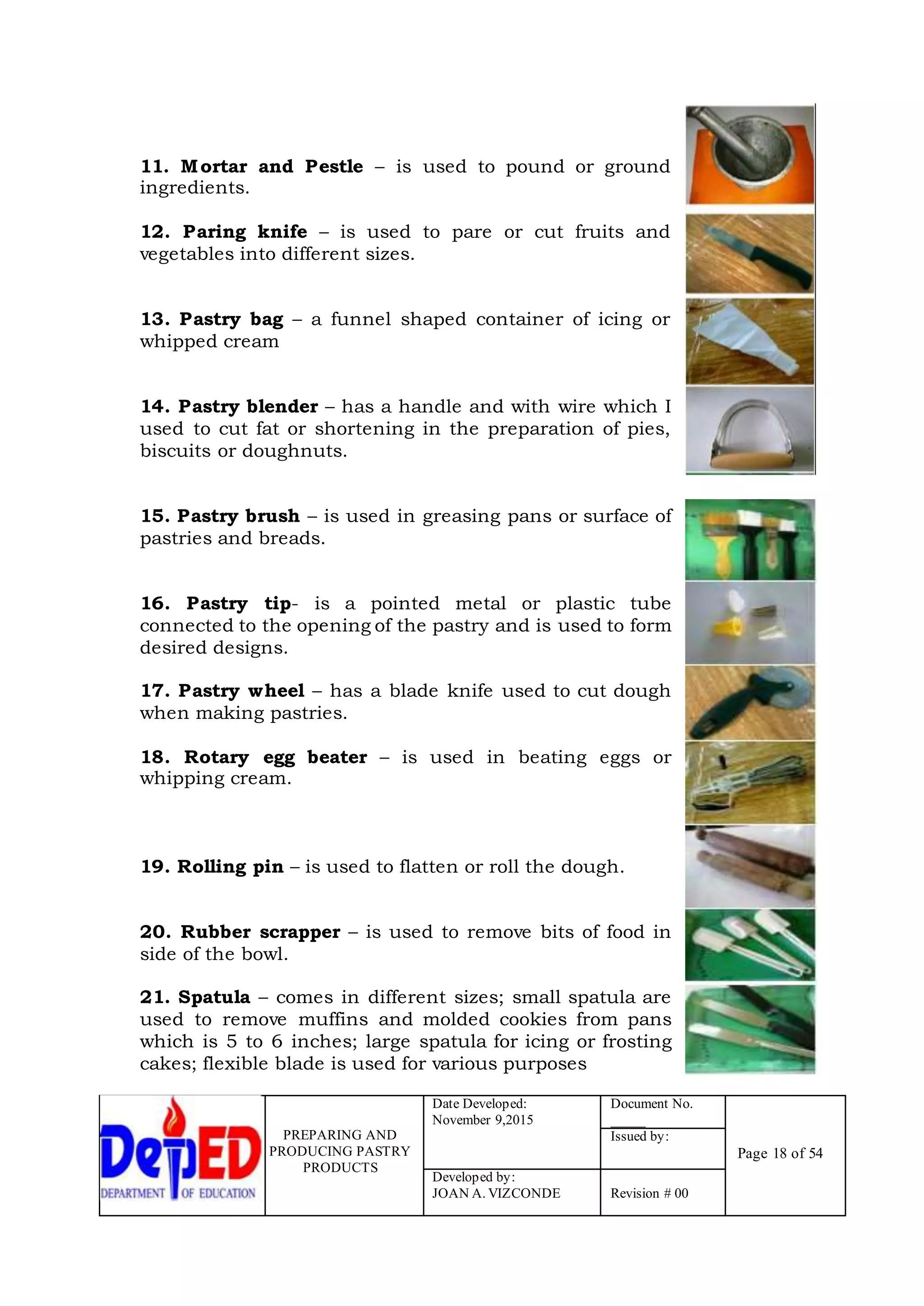 LEARNING MODULE in Bread and Pastry Production-UC2 Prepare and Produce ...