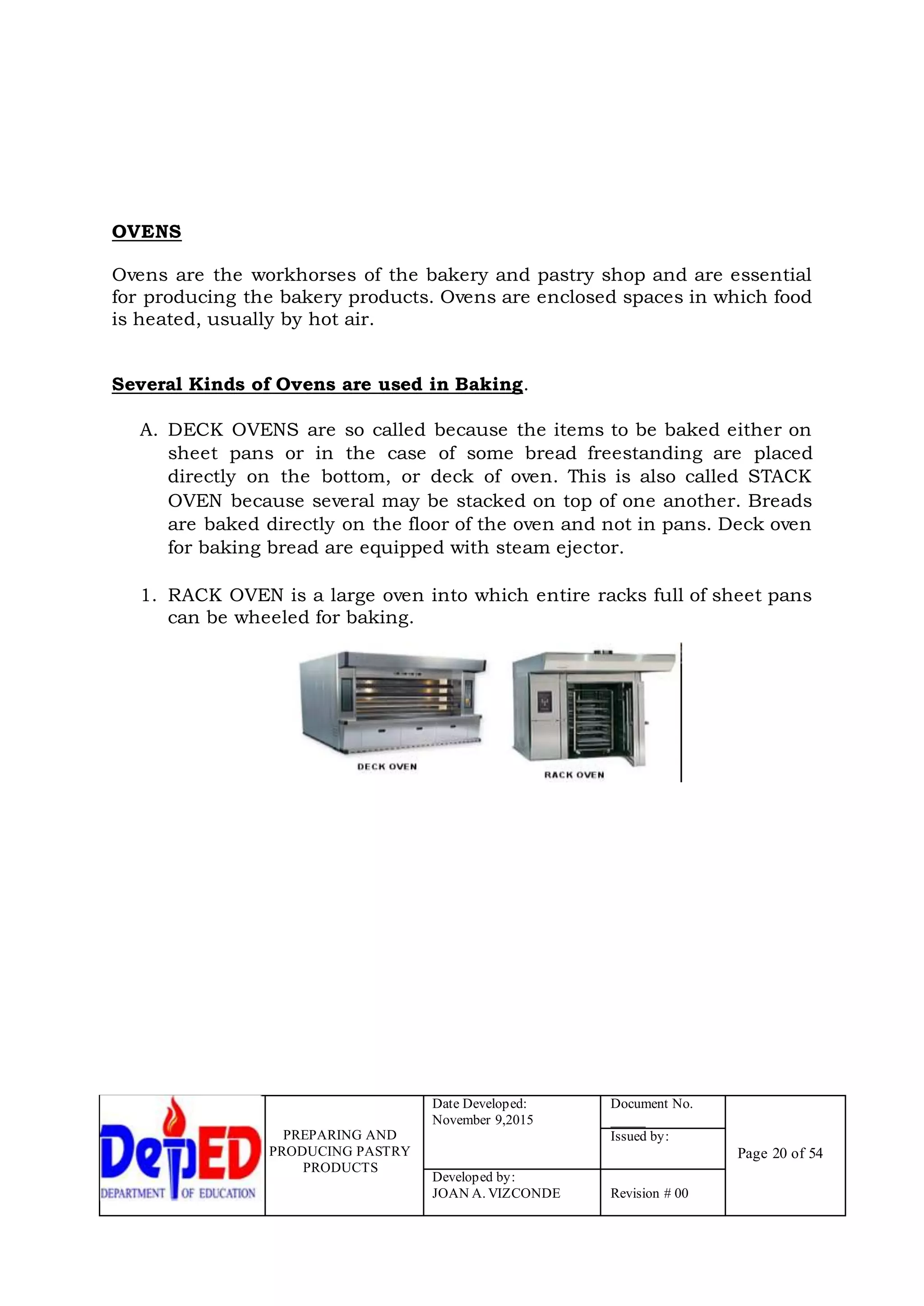 LEARNING MODULE in Bread and Pastry Production-UC2 Prepare and Produce ...