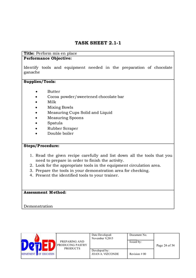 LEARNING MODULE in Bread and Pastry Production-UC2 Prepare and Produce ...