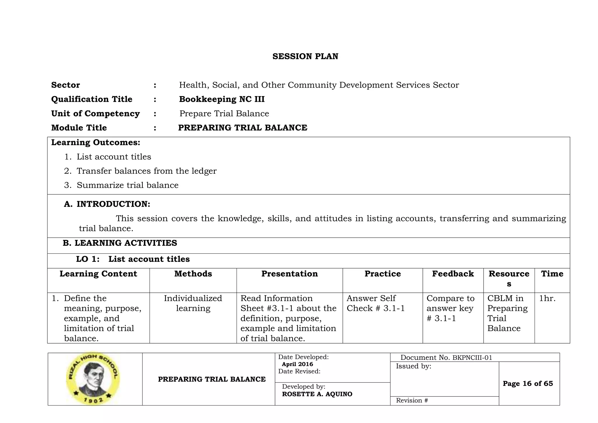CBLM BOOKKEEPING NC III-PREPARING TRIAL BALANCE | PDF