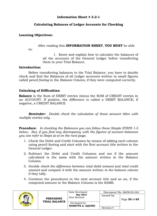 CBLM BOOKKEEPING NC III-PREPARING TRIAL BALANCE | PDF