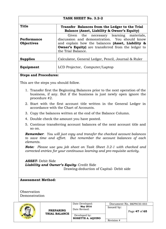 CBLM BOOKKEEPING NC III-PREPARING TRIAL BALANCE | PDF