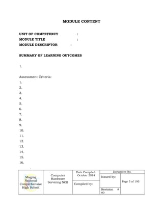 Installing computer systems and networks Module | DOCX