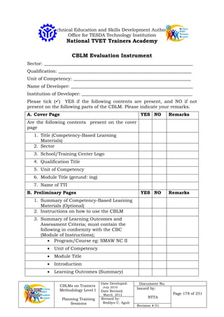 Cblm for plan | PDF