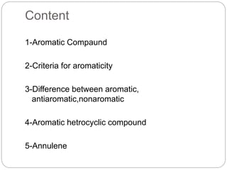 Aromaticity Antiaromaticity Non aromaticity | PPTX