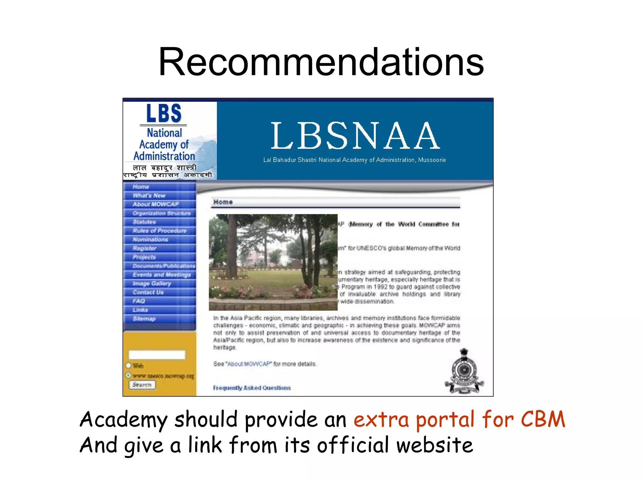 LBSNAA -CBM | PPT