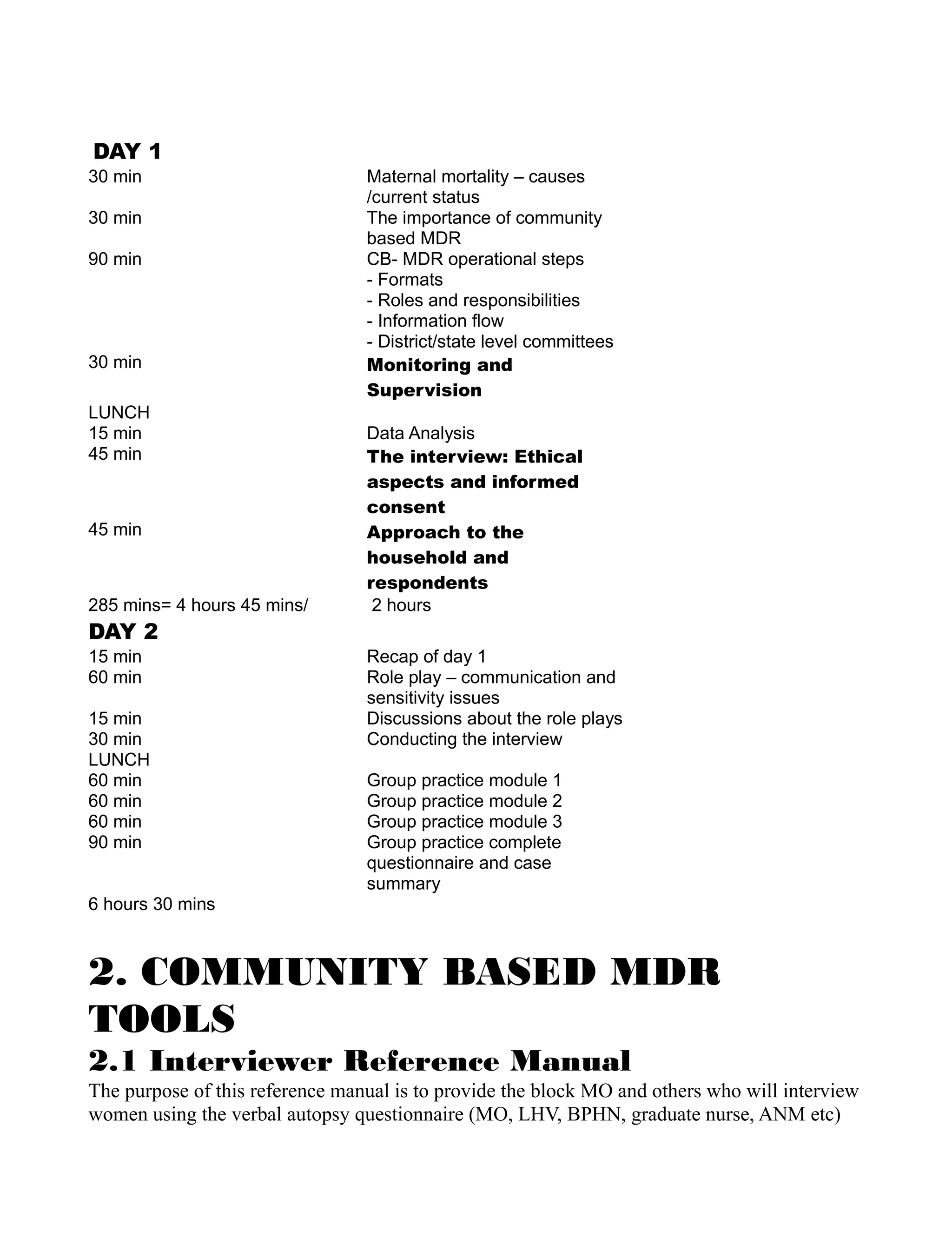 Cbmdr interviewer manual | PDF