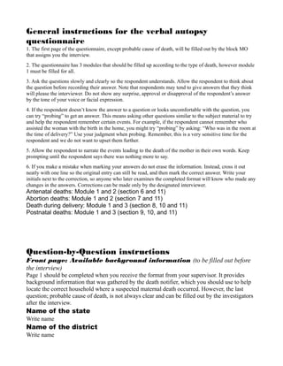 Cbmdr interviewer manual | PDF