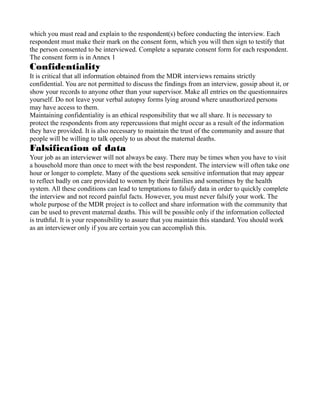 Cbmdr interviewer manual | PDF