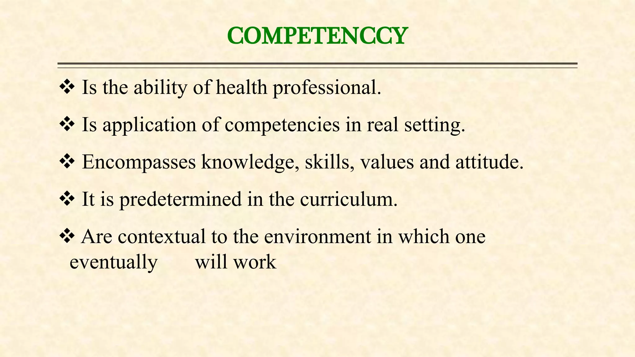 Competency based medical education ppt | PPTX