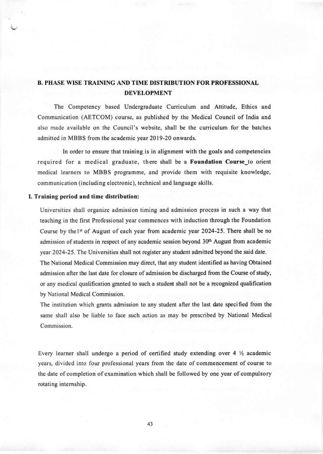 Competency Based Medical Education Curriculum (CBME) Regulations,2023 ...