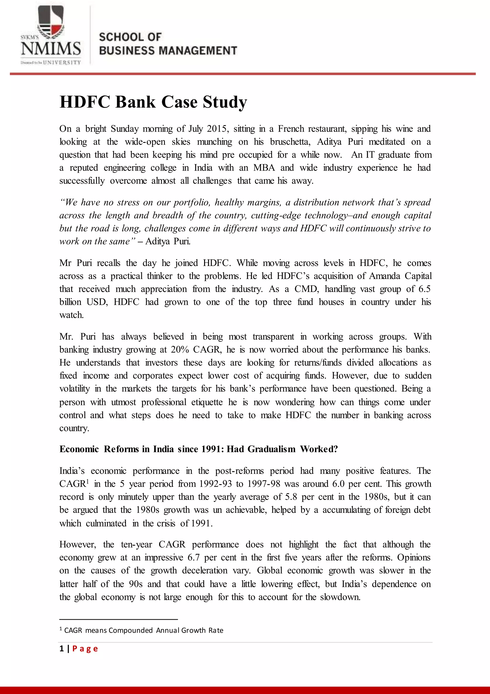 Case Study on HDFC Bank | DOCX