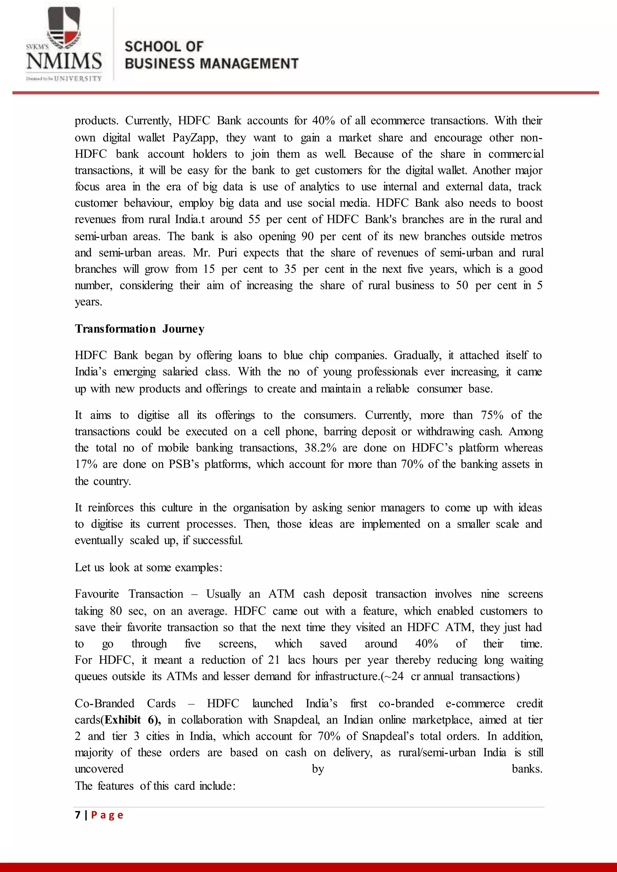 Case Study on HDFC Bank | DOCX