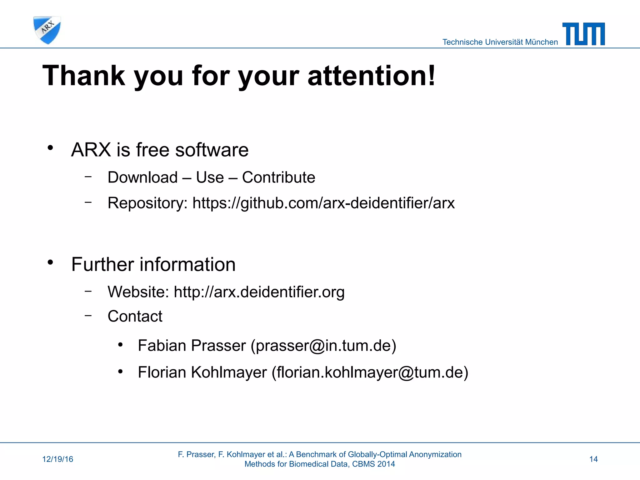 An experimental comparison of globally-optimal data de-identification ...
