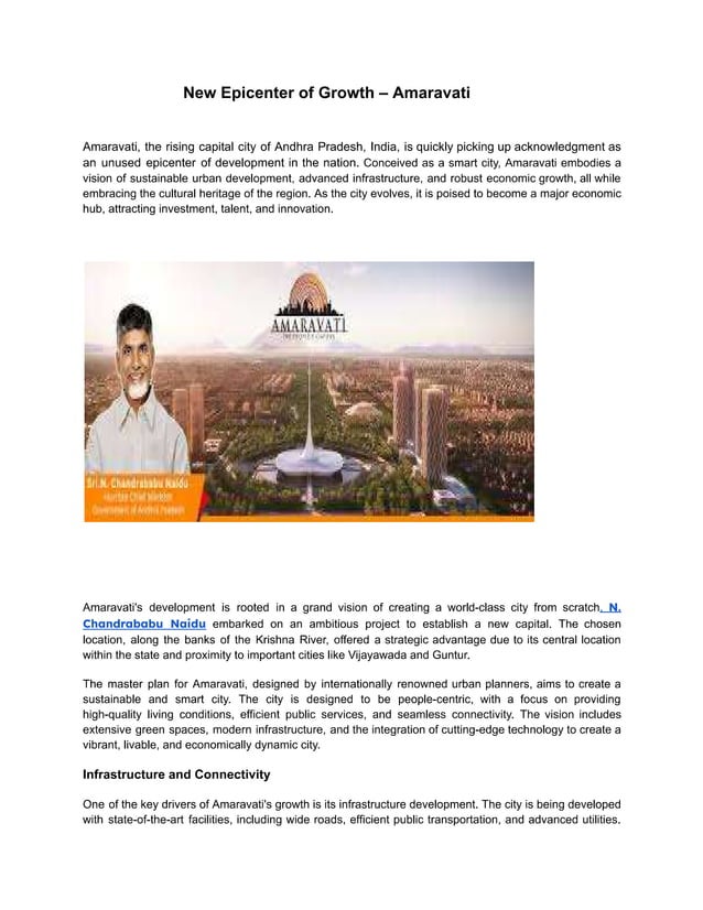 Amaravati, the rising capital city of Andhra Pradesh, India | PDF