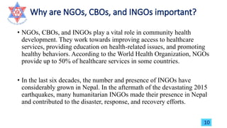 NGOs,CBOs and INGOs in Community Health Development | PPTX