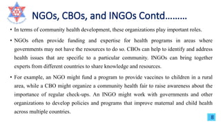NGOs,CBOs and INGOs in Community Health Development | PPTX