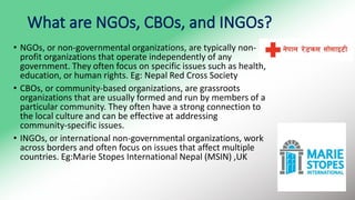 CBOS NGOS INGOS in Community Health Development | PPT