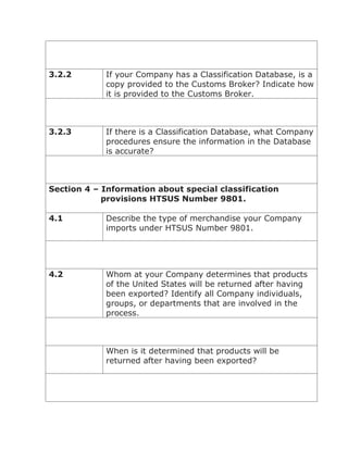 CBP PRE-AUDIT ASSESSMENT QUESTIONNAIRE | PDF