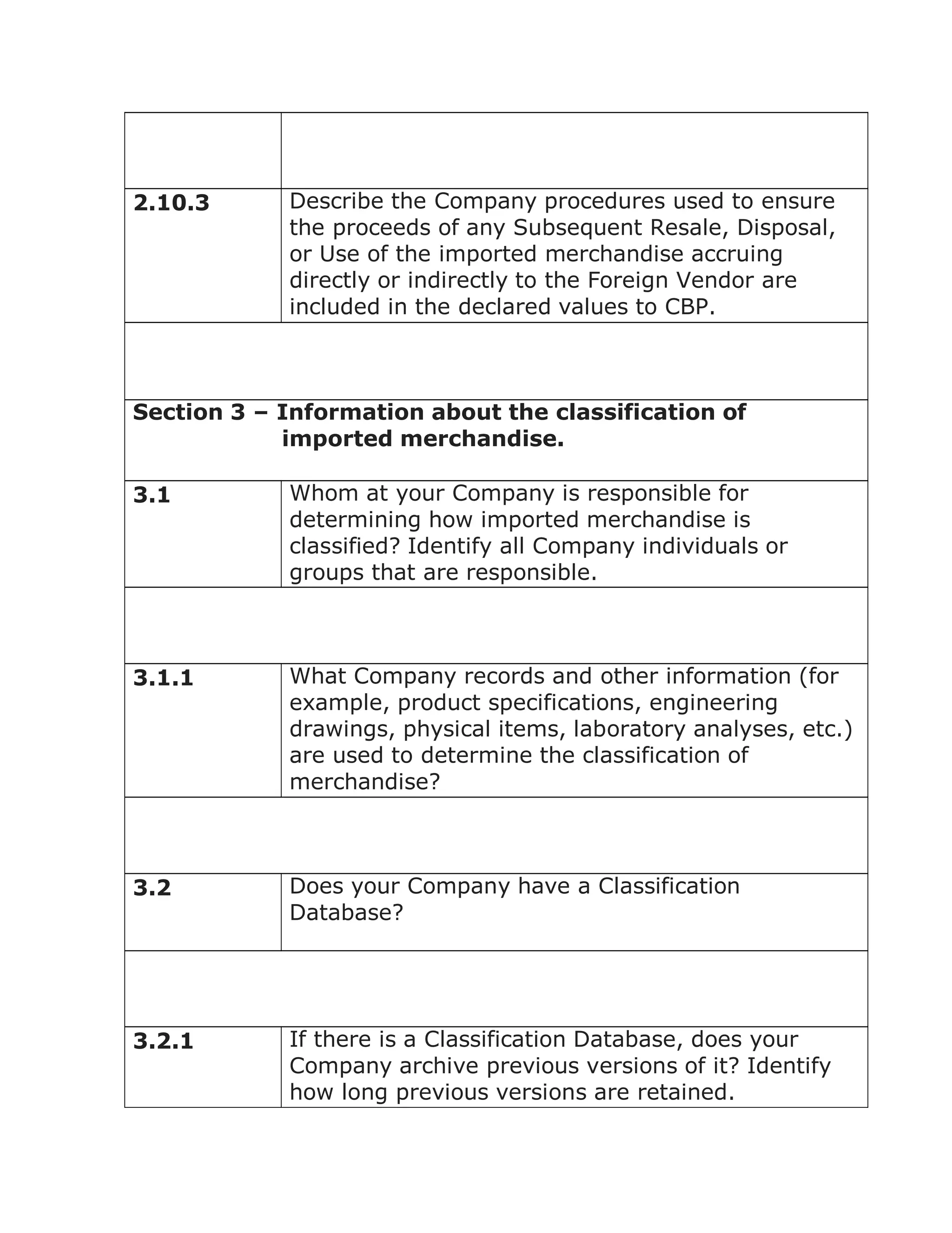 CBP PRE-ASSESSMENT IMPORT AUDIT QUESTIONNAIRE | PPTX