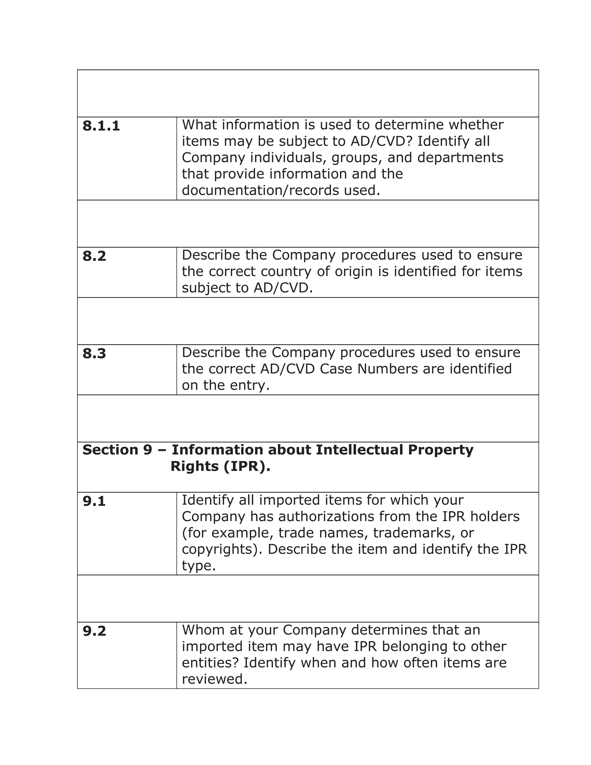 CBP PRE-ASSESSMENT IMPORT AUDIT QUESTIONNAIRE | PPTX