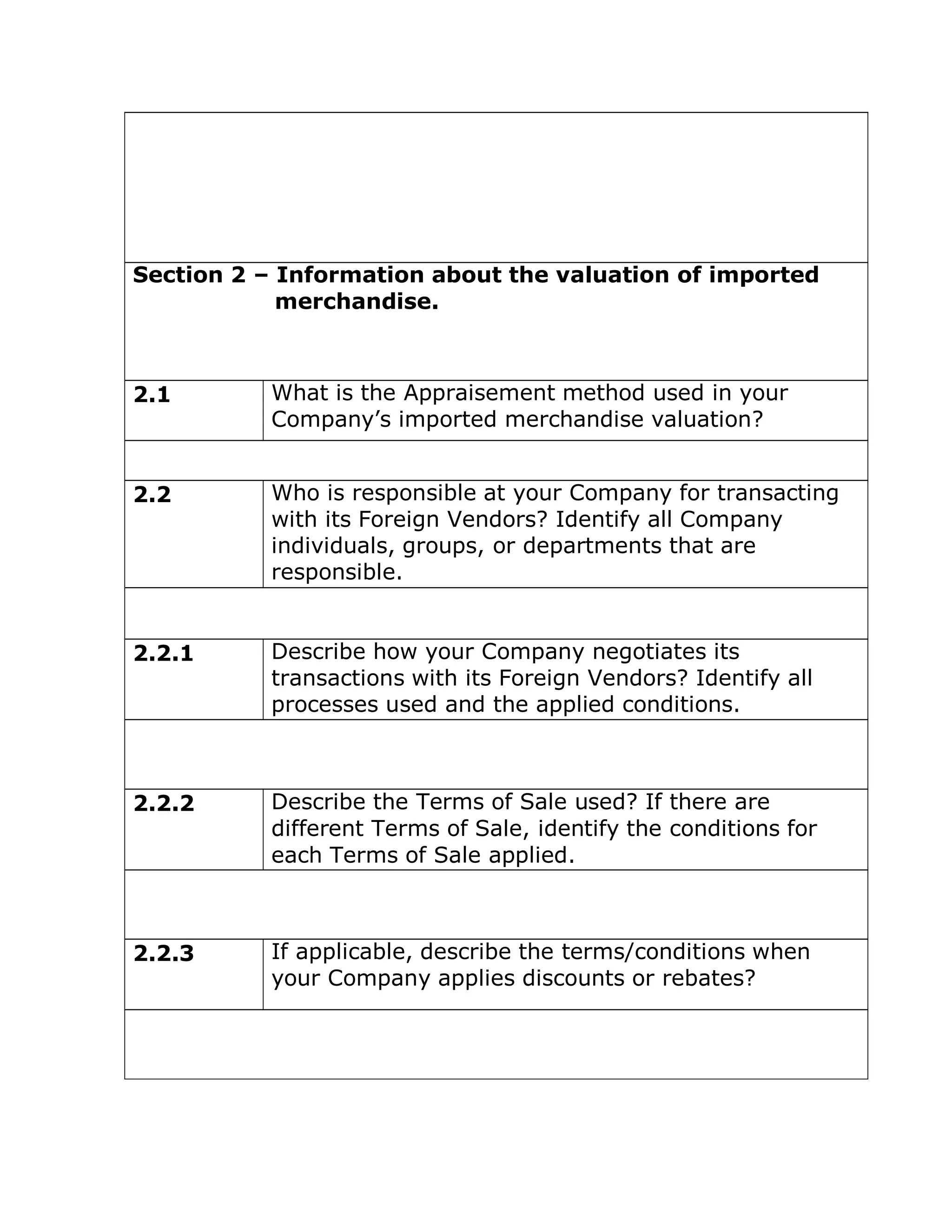 CBP PRE-ASSESSMENT IMPORT AUDIT QUESTIONNAIRE | PPTX