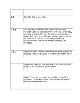 CBP PRE-ASSESSMENT IMPORT AUDIT QUESTIONNAIRE | PPTX