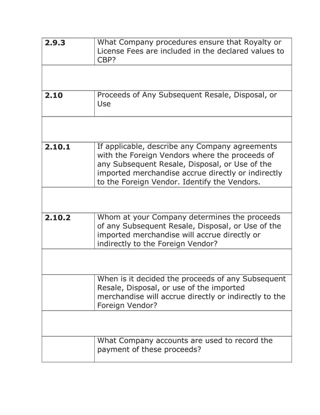 CBP PRE-ASSESSMENT IMPORT AUDIT QUESTIONNAIRE | PPTX