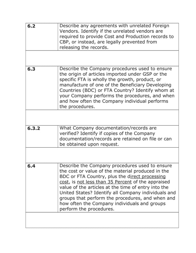 CBP PRE-ASSESSMENT IMPORT AUDIT QUESTIONNAIRE | PPTX