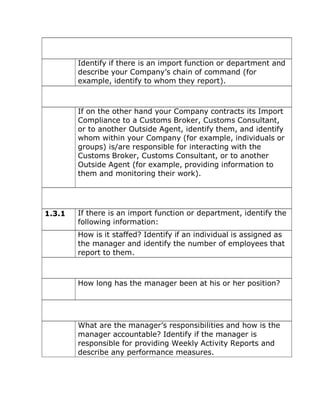 CBP PRE-ASSESSMENT IMPORT AUDIT QUESTIONNAIRE | PPTX