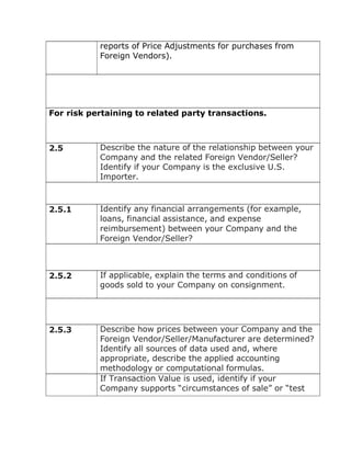 CBP PRE-ASSESSMENT IMPORT AUDIT QUESTIONNAIRE | PPTX