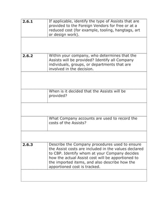 CBP PRE-ASSESSMENT IMPORT AUDIT QUESTIONNAIRE | PPTX