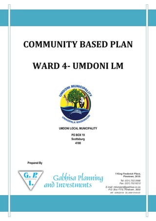 Umdoni Community Based Planning (CBP) Ward 4 Example | PDF