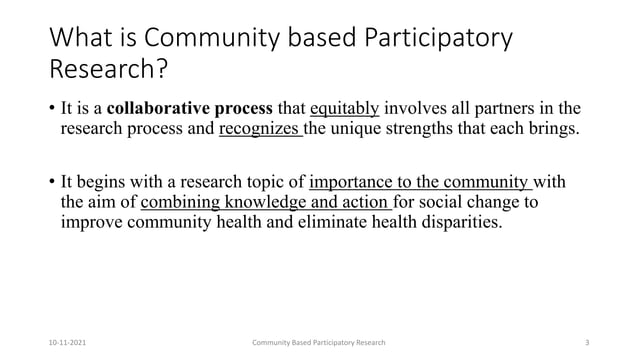 Community Based Participatory Research - Focus Group discussion | PPTX