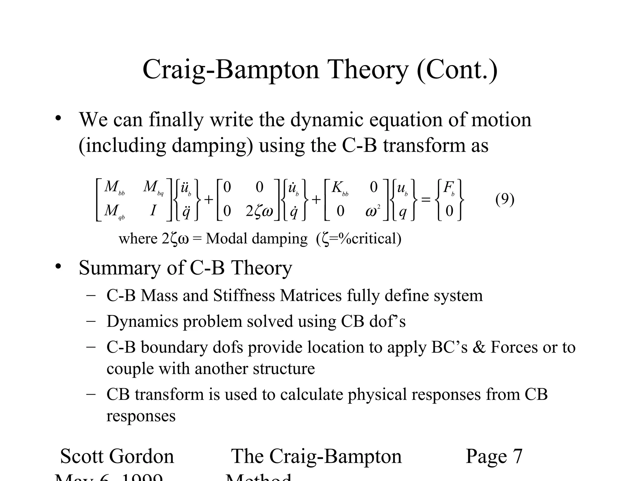 Craig-Bampton Method | PPT