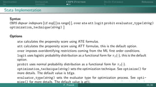 Covariate balancing propensity score STATA user written code by Filip Premik | PDF