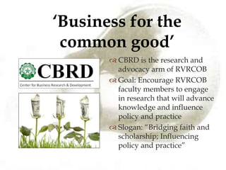 CBRD Connect (Center for Business Research and Development Report) | PPTX