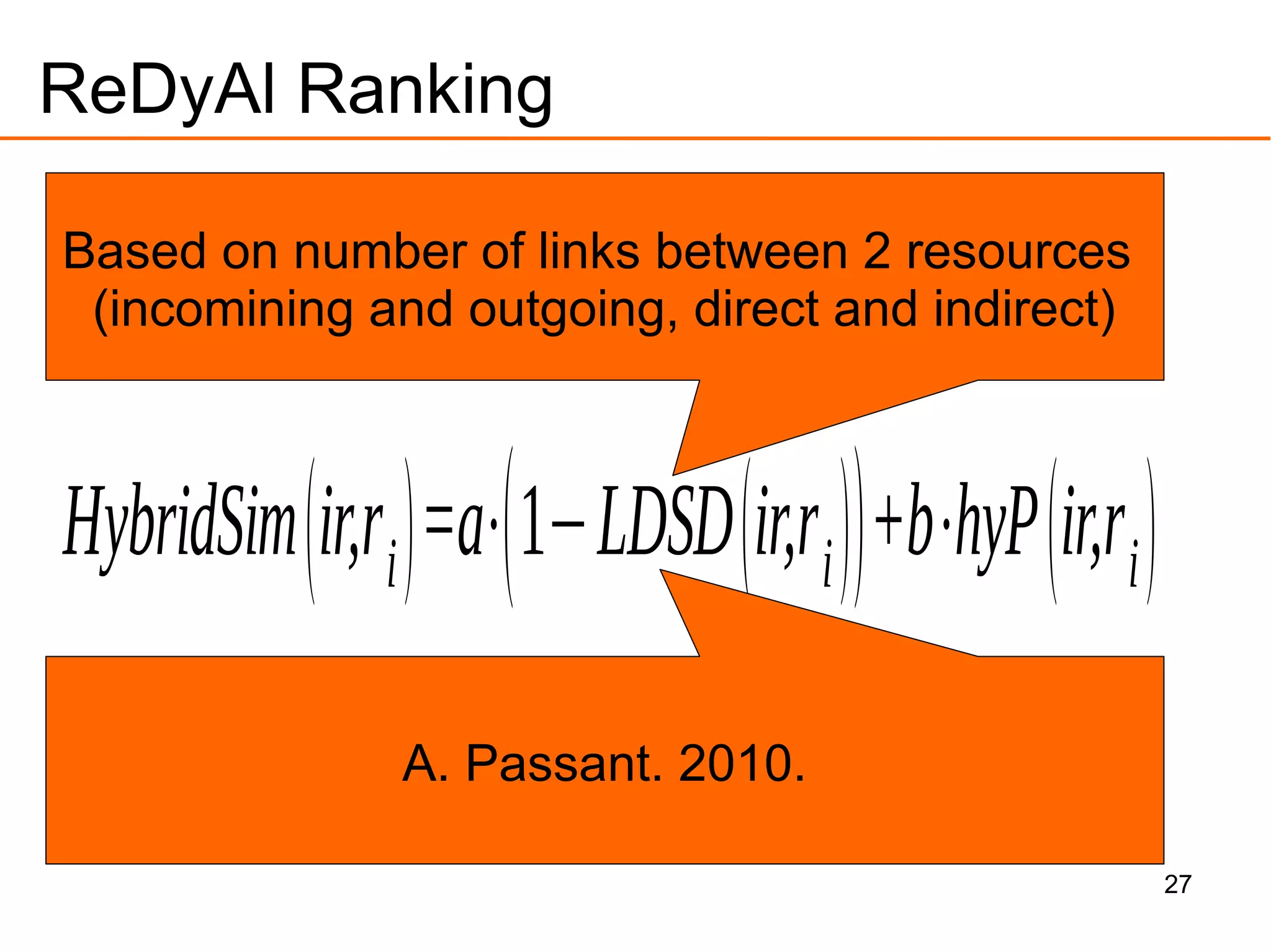 Redyal A Dynamic Recommendation Algorithm Based On Linked Data Ppt