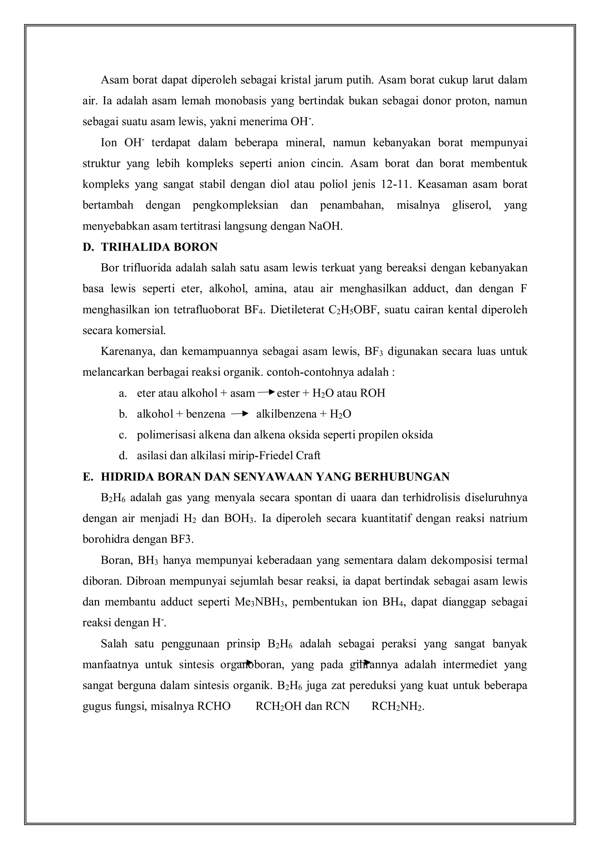 CBR STRUKTUR DAN KEREAKTIFAN UNSUR BORON DAN SENYAWANYA | PDF