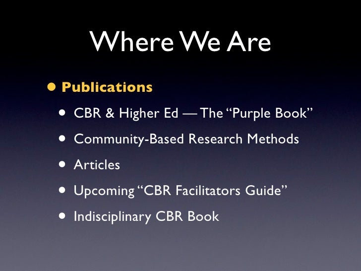 CBR Network Next Steps