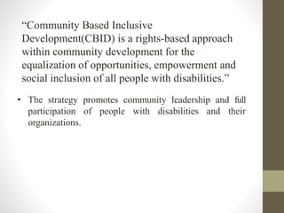 COMMUNITY BASED REHABILITATION AND INSTITUTIONAL BASED REHABILITAION ...