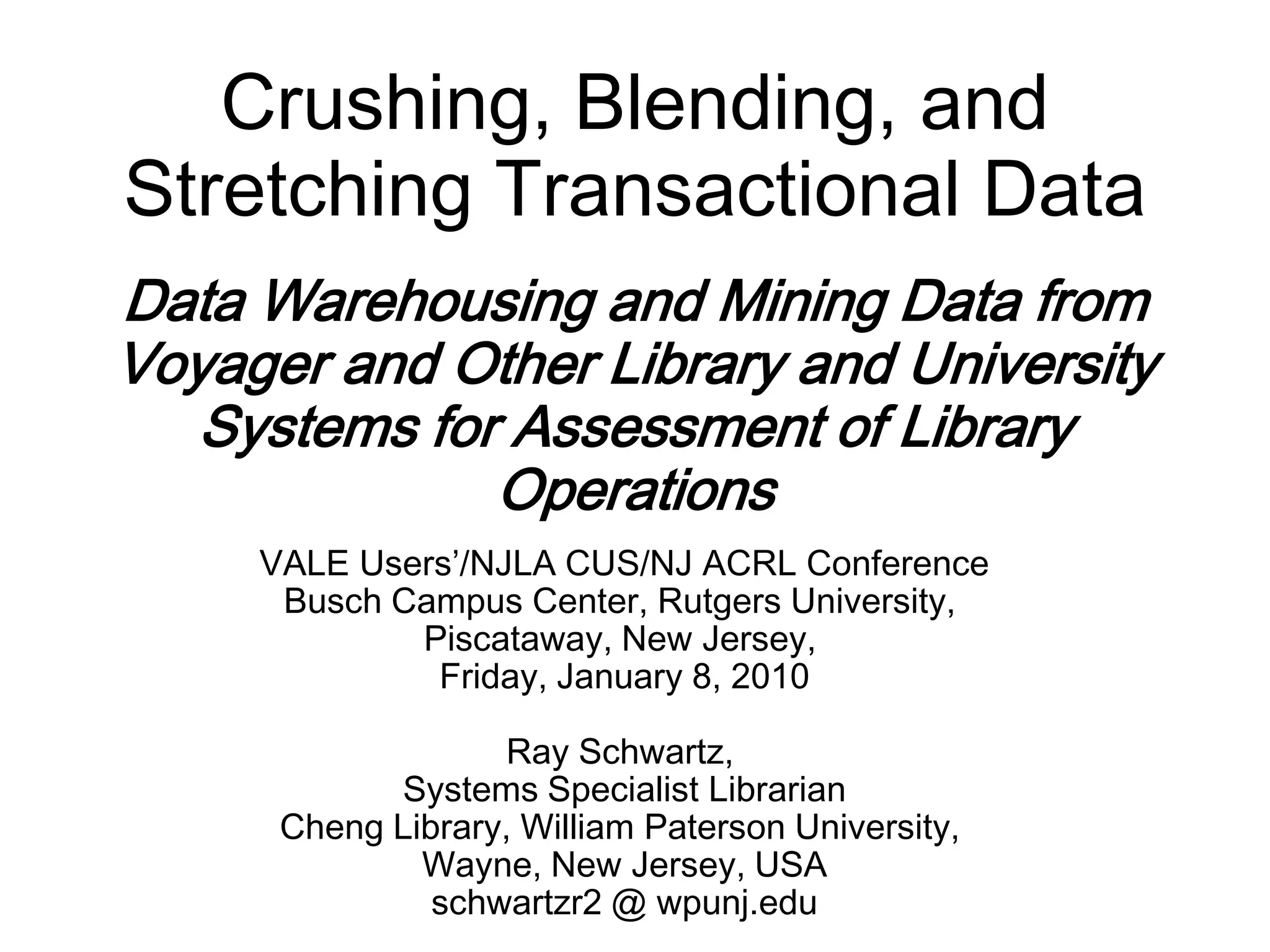 Crushing, Blending, and Stretching Transactional Data | PPTX ...
