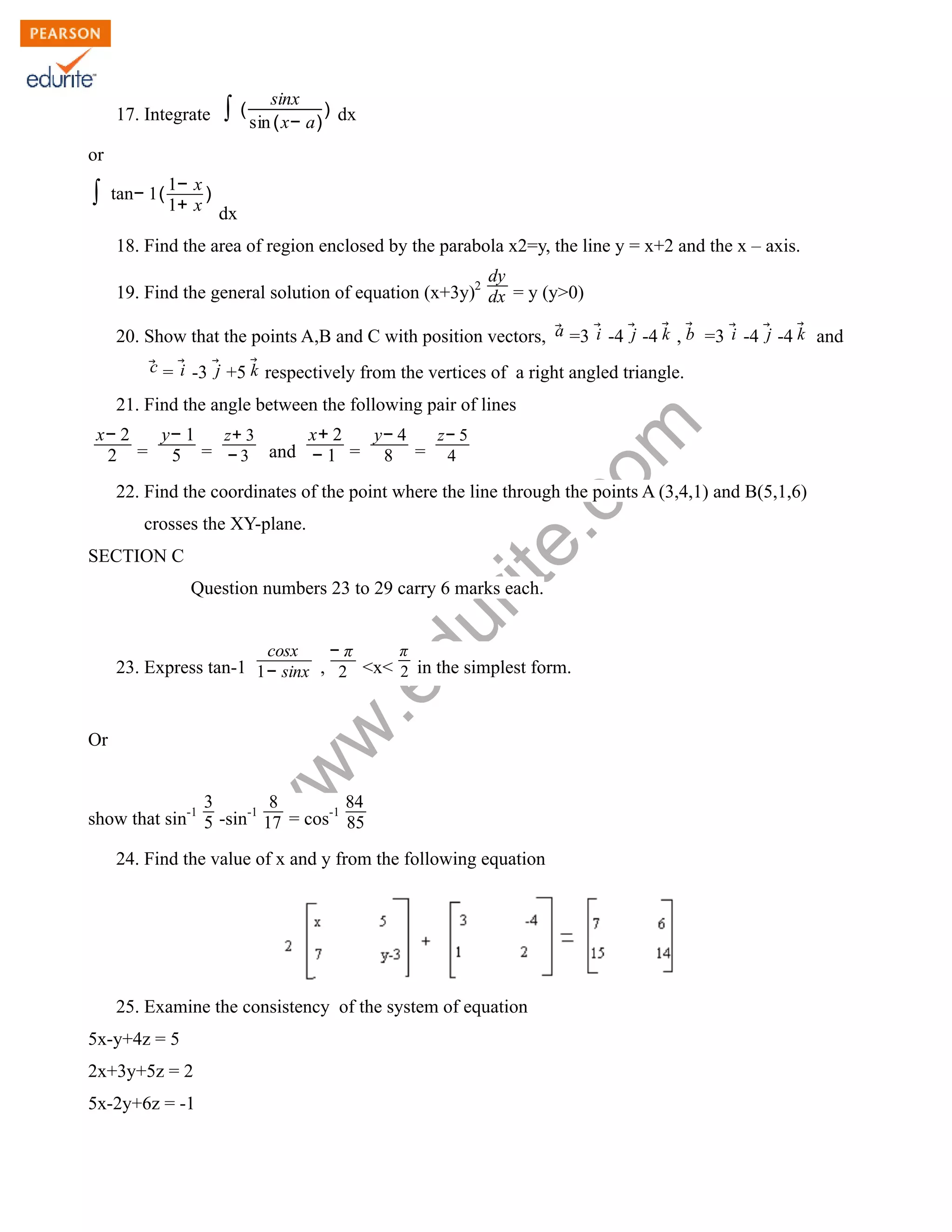 Cbse 12 Class Maths Sample Papers Model 4 | PDF