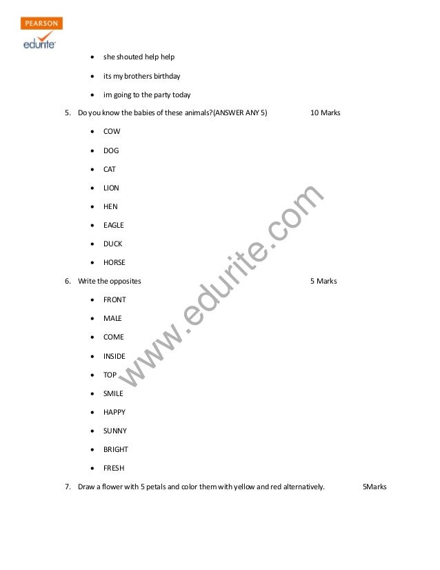 Class 1 CBSE English Sample Paper Model 1