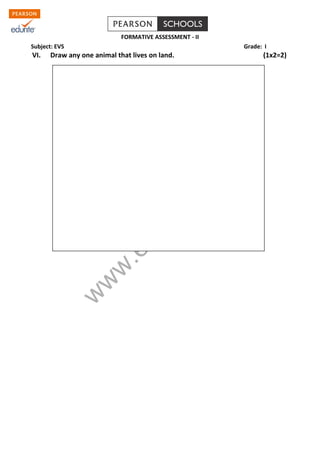 Class 1 CBSE EVS Question Paper FA 2 | PDF