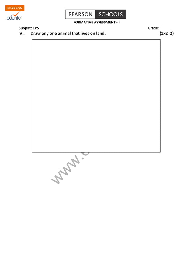 Class 1 CBSE EVS Question Paper FA 2 | PDF