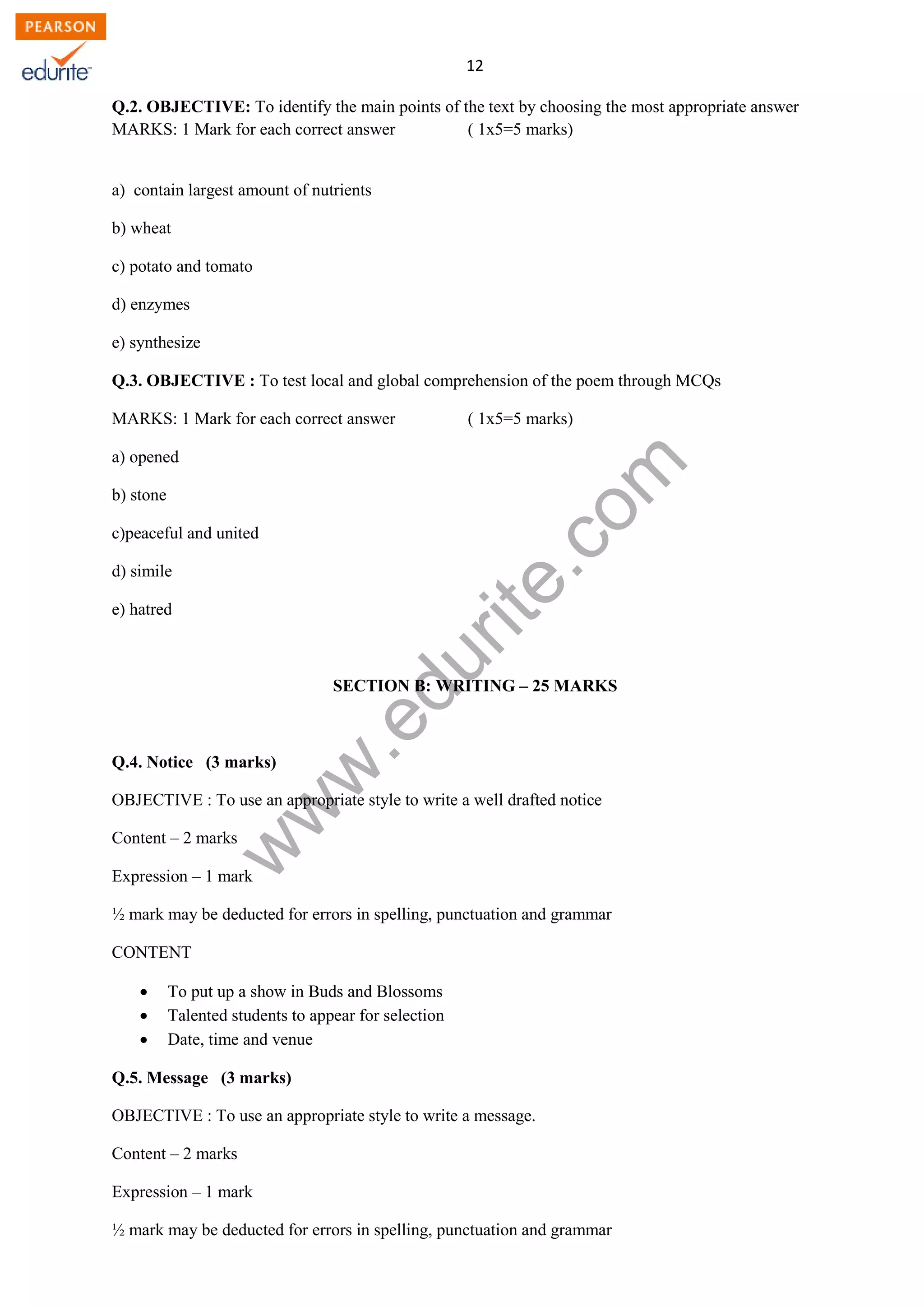 Class 10 Cbse English Communicative Sample Paper 2013 Model 2 | PDF