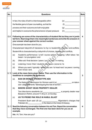 Class 10 Cbse English Communicative Sample Paper Model 2 2009 | PDF